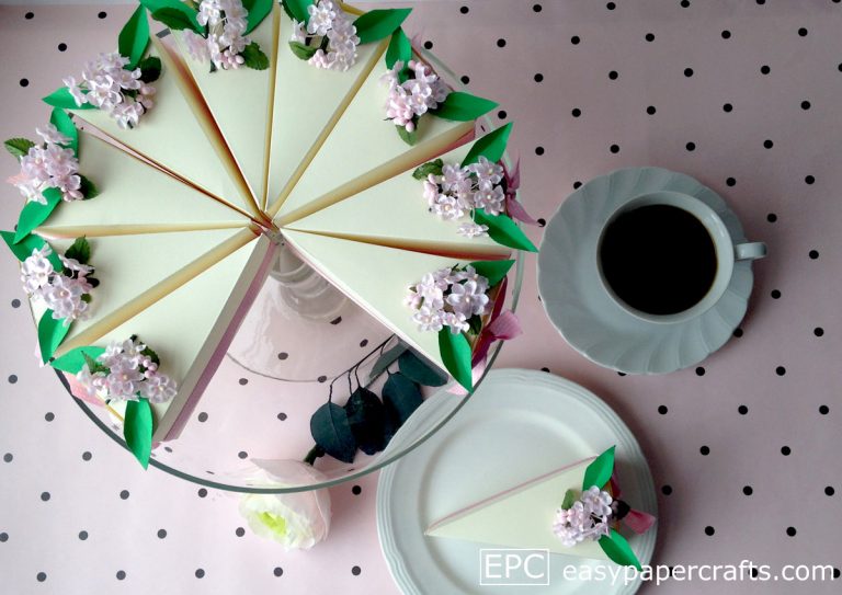 Cute Floral and Ribbon Paper Cake Slice Favor Boxes — EPC Crafts